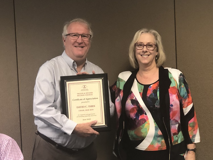David Thies Recognized for Service to ISBA’s Trusts and Estates Section ...